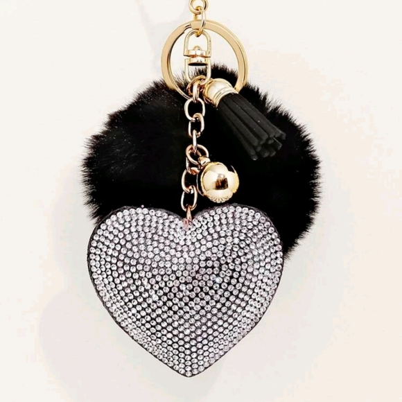 Accessories | Rhinestones Decor Heart Charm Keychain | Poshmark
